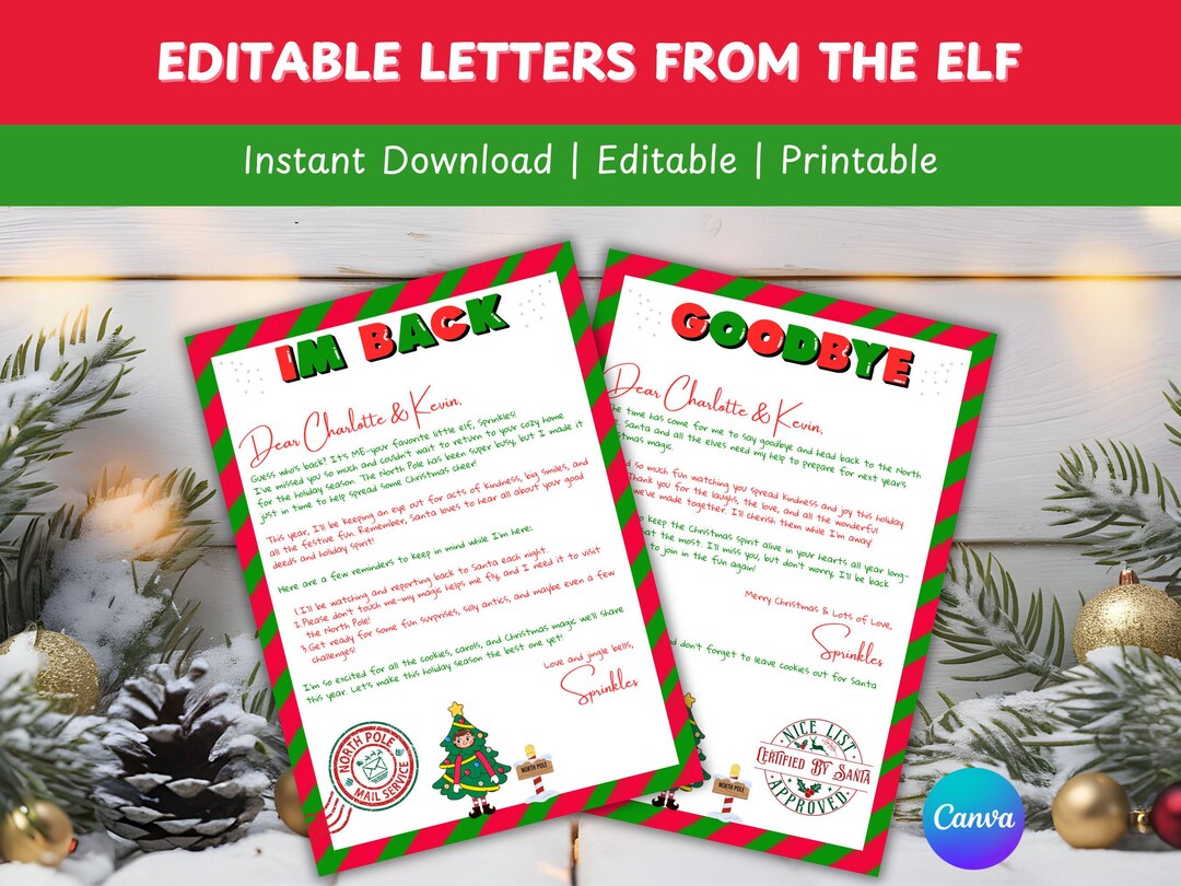 Editable Christmas Elf Arrival & Departure Letters | Elf Letters ...