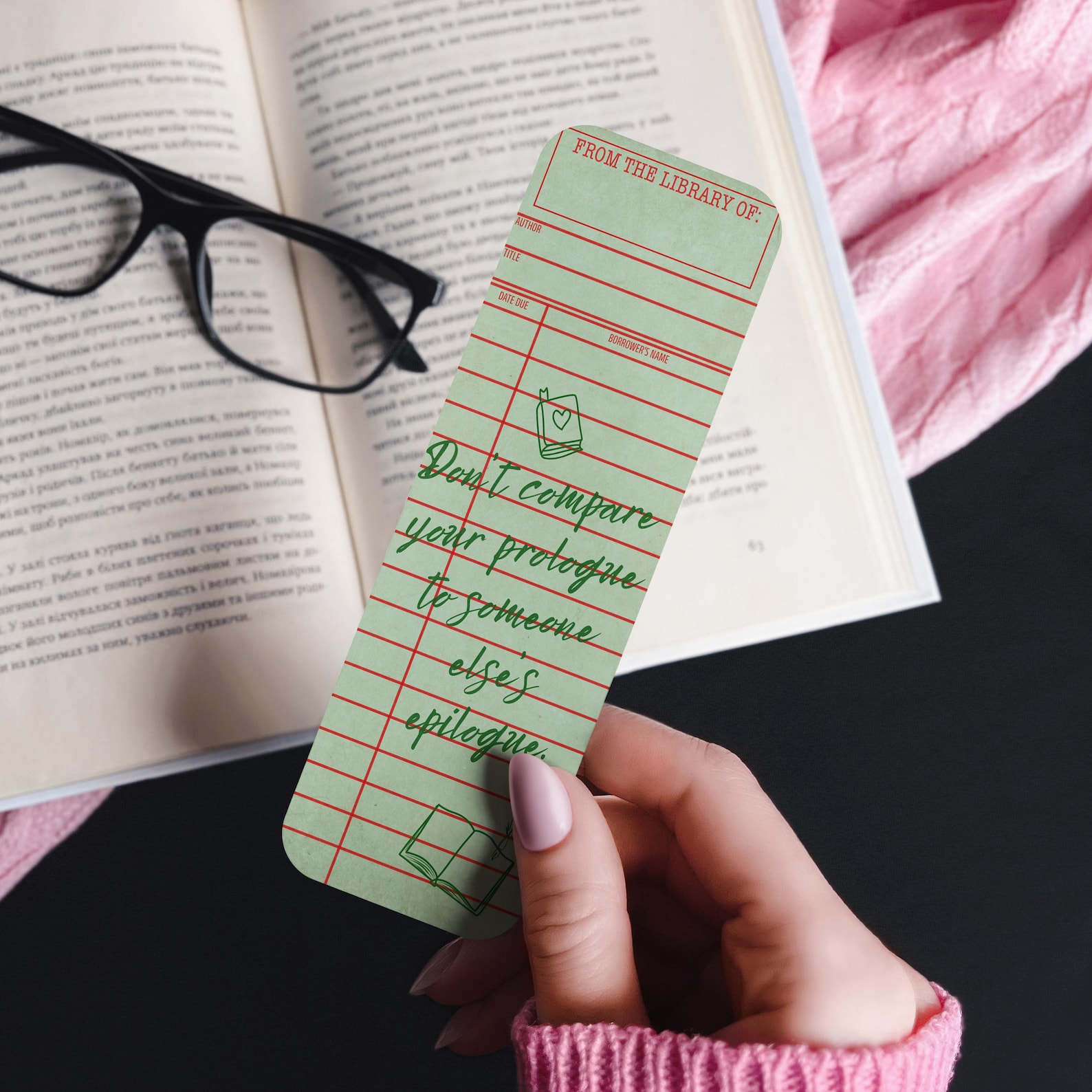 Inspirational Library Card Bookmark PNG, Book Lover Printable Pdf ...