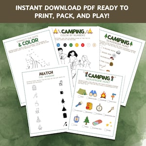 Kids Camping Activities Bundle Instant Download PDF, Vacation Printable ...