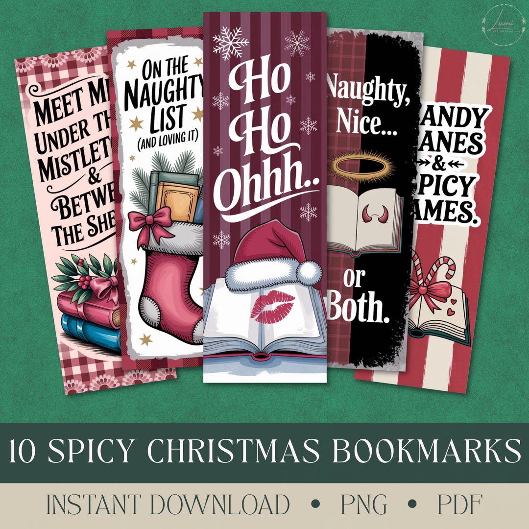 Christmas Bookmark PNG, Spicy Book Lover Printable Pdf, Romantasy Party ...