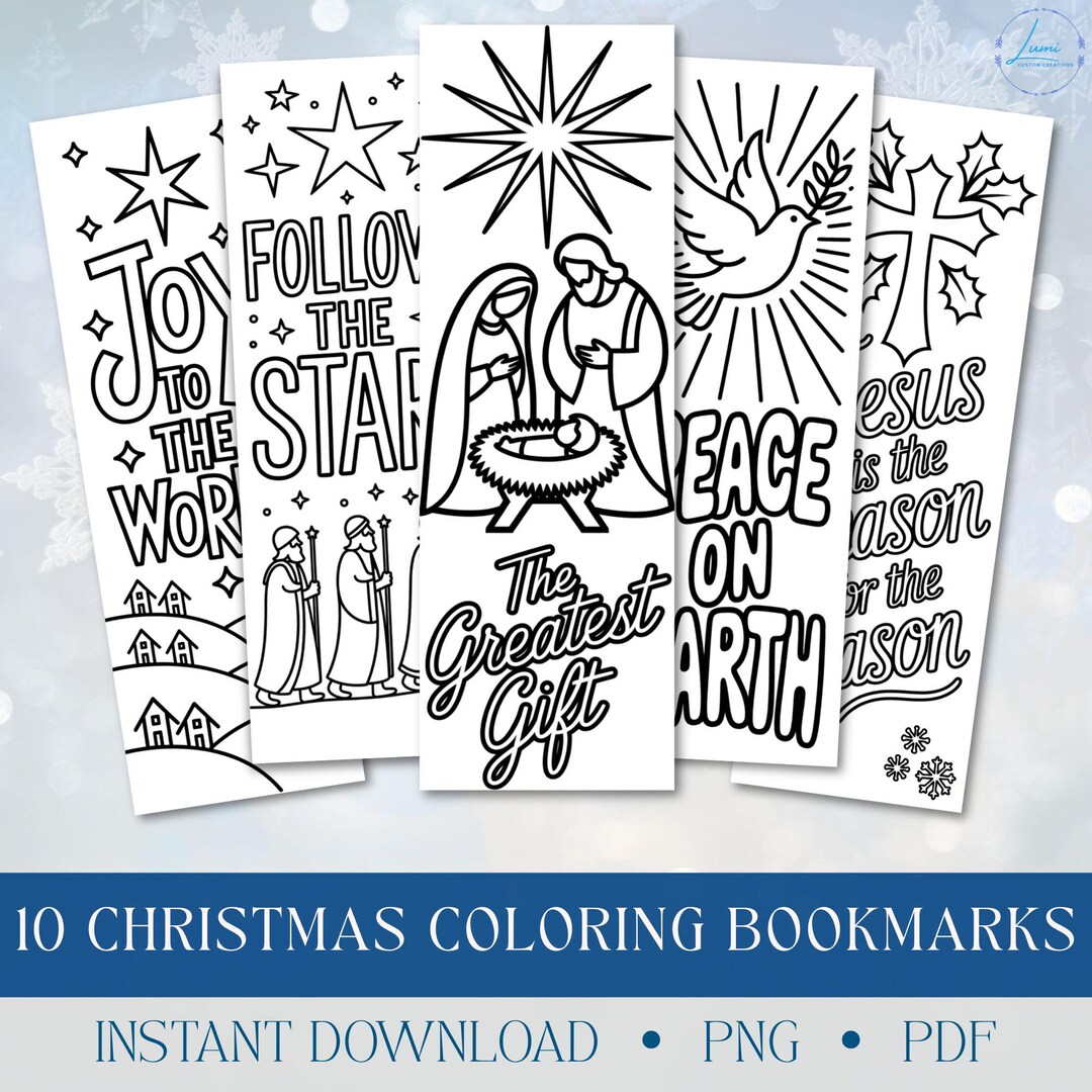 10 Christmas Coloring Bookmarks, Inspirational Uplifting Kids Faith ...