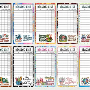 Reading List Tracker Bookmark Printable Pdf Bundle, Theme PNG ...