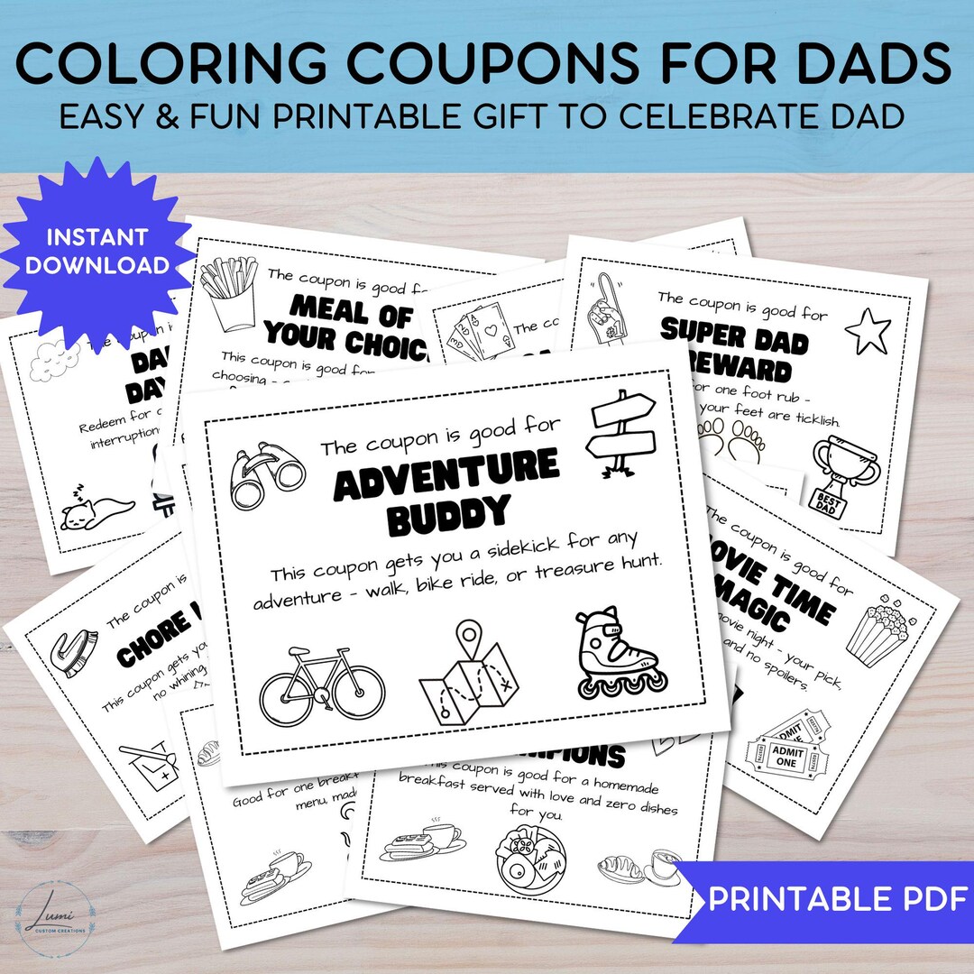 Printable Father’s Day Coupon Book, Creative Birthday Gift for Daddy ...