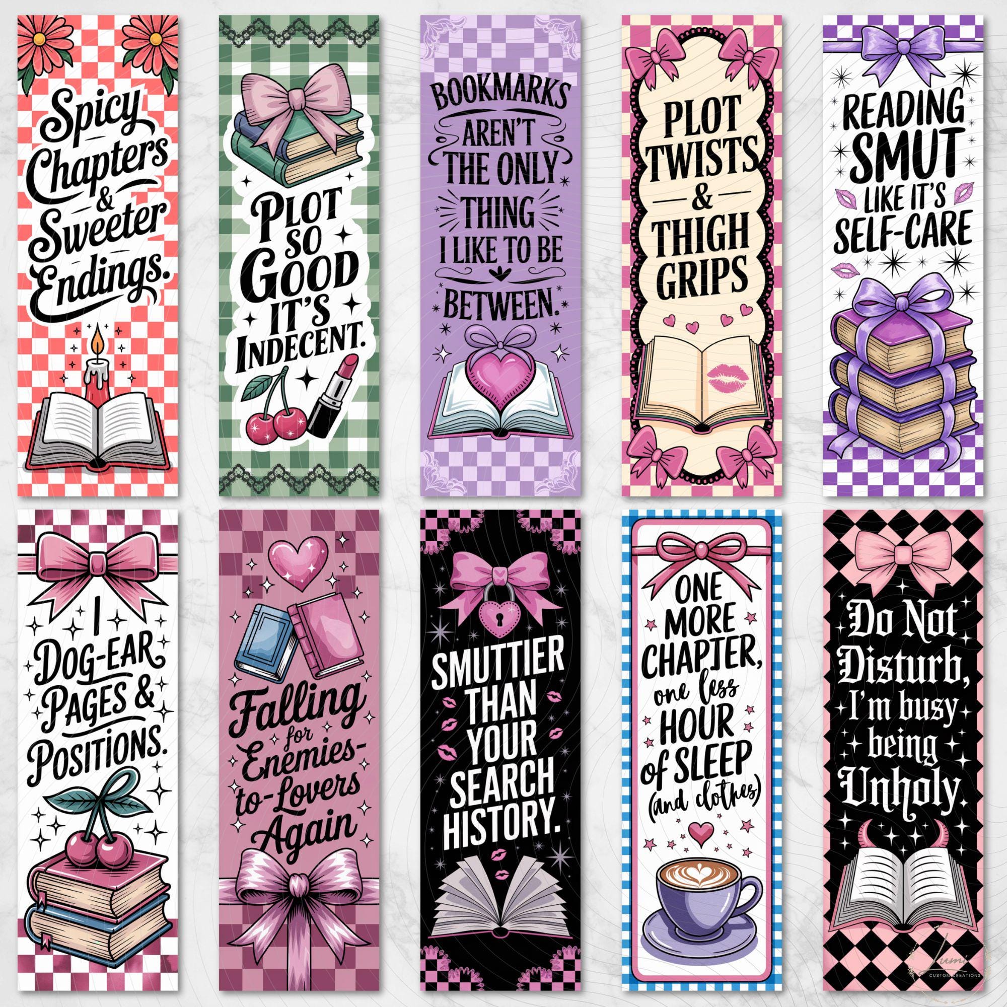 Smut Bookmark PNG, Spicy Book Lover Printable Pdf, Romantasy Party ...