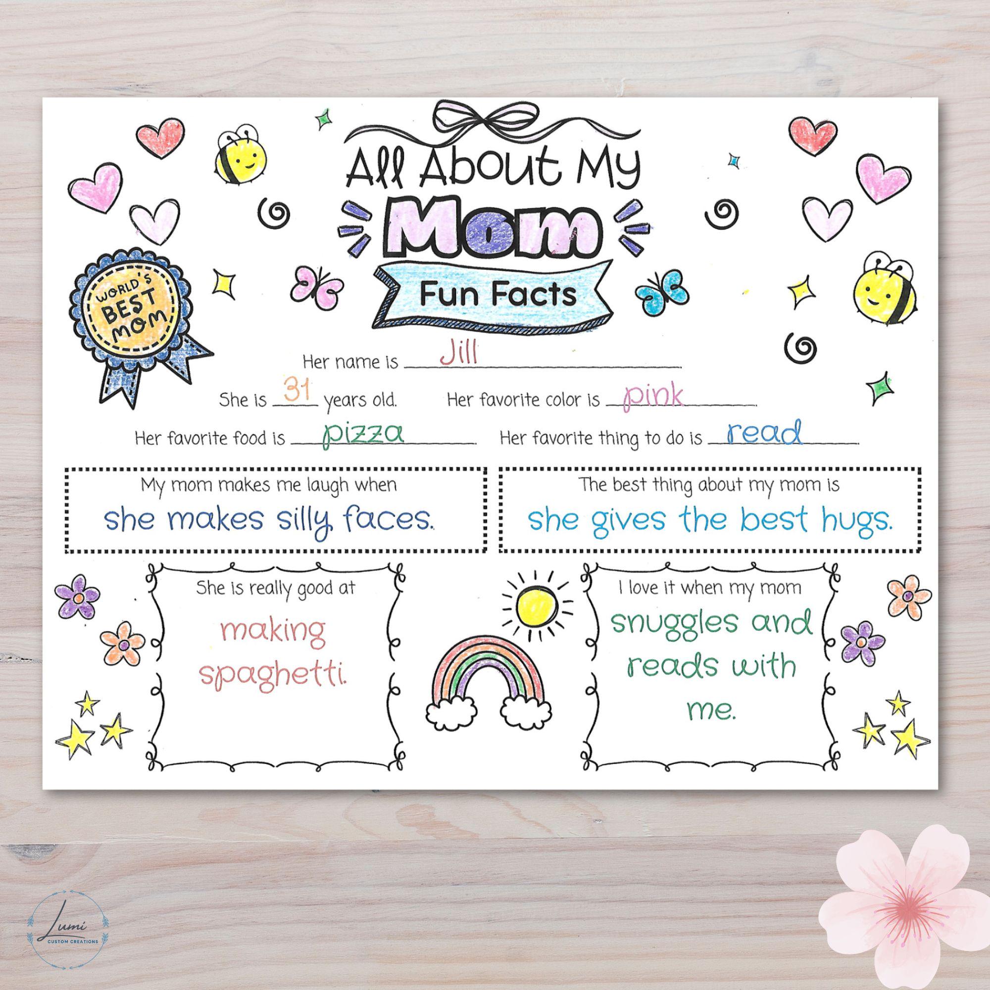 Mother's Day Printable Coloring Page, All About My Mom Instant Download ...