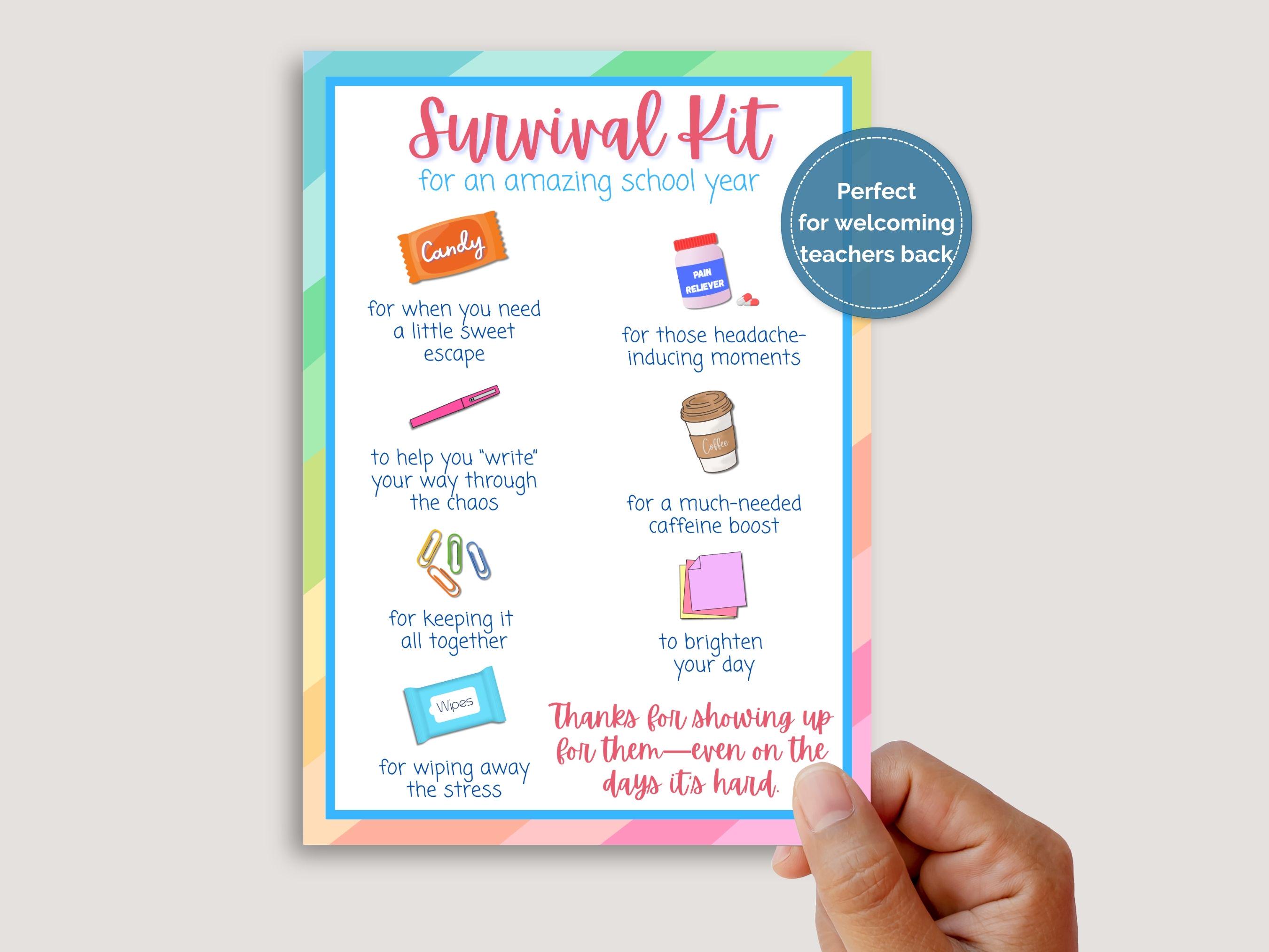 Teacher Survival Kit Printable PDF, Back to School Gift, Teacher ...