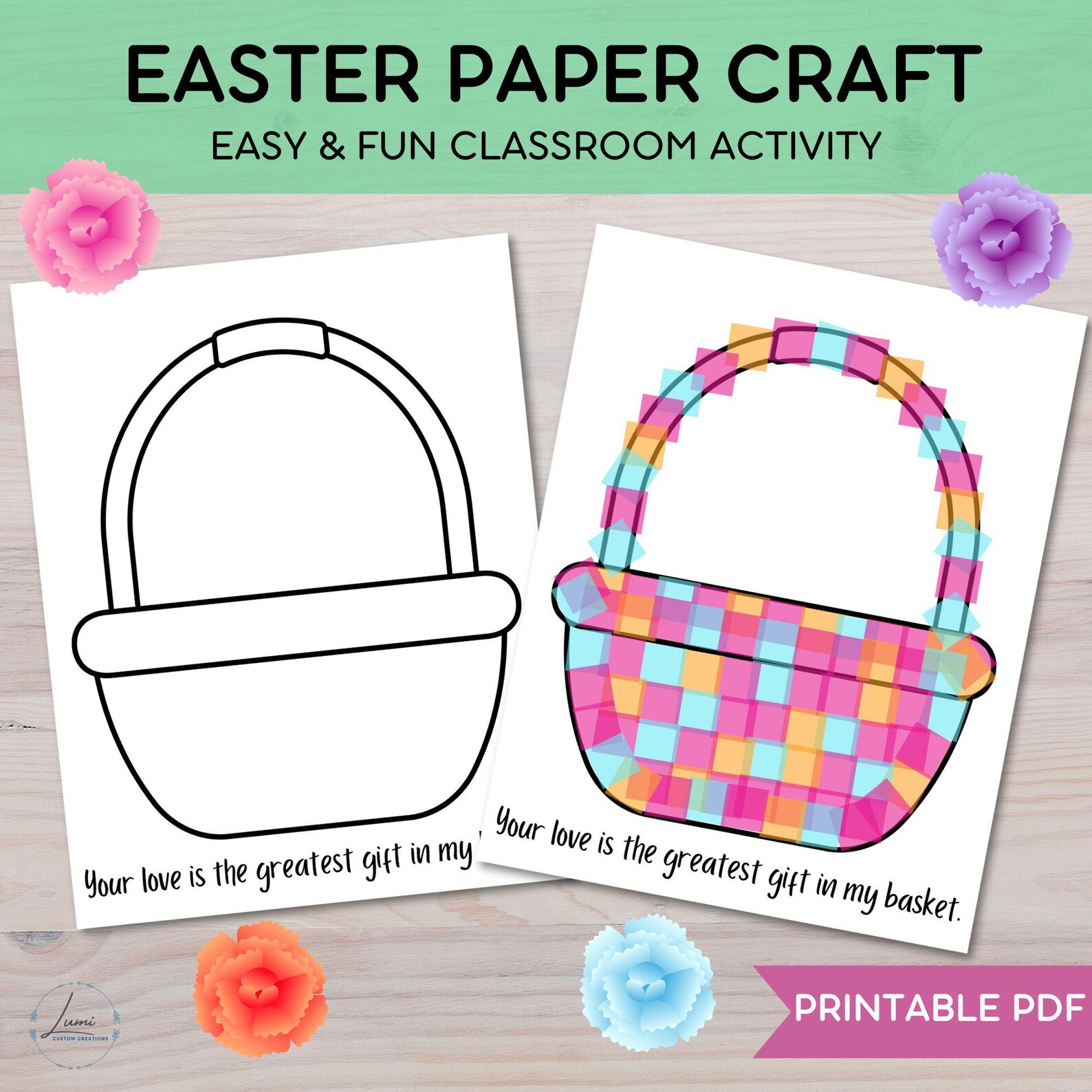 Love is the Greatest Gift Basket Craft Activity Download, Daycare ...