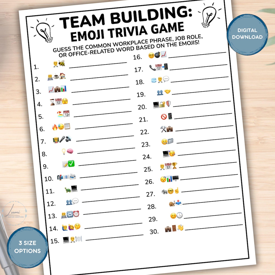 Emoji Trivia Game, Team Building Activity, Icebreaker Solve the Emoji ...