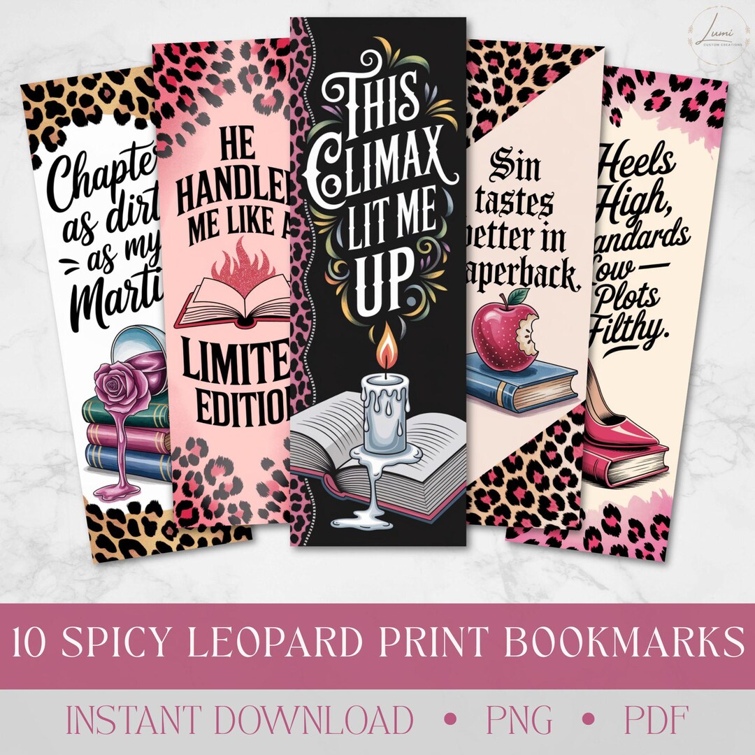 Leopard Print Smut Bookmark PNG, Spicy Book Lover Printable Pdf ...