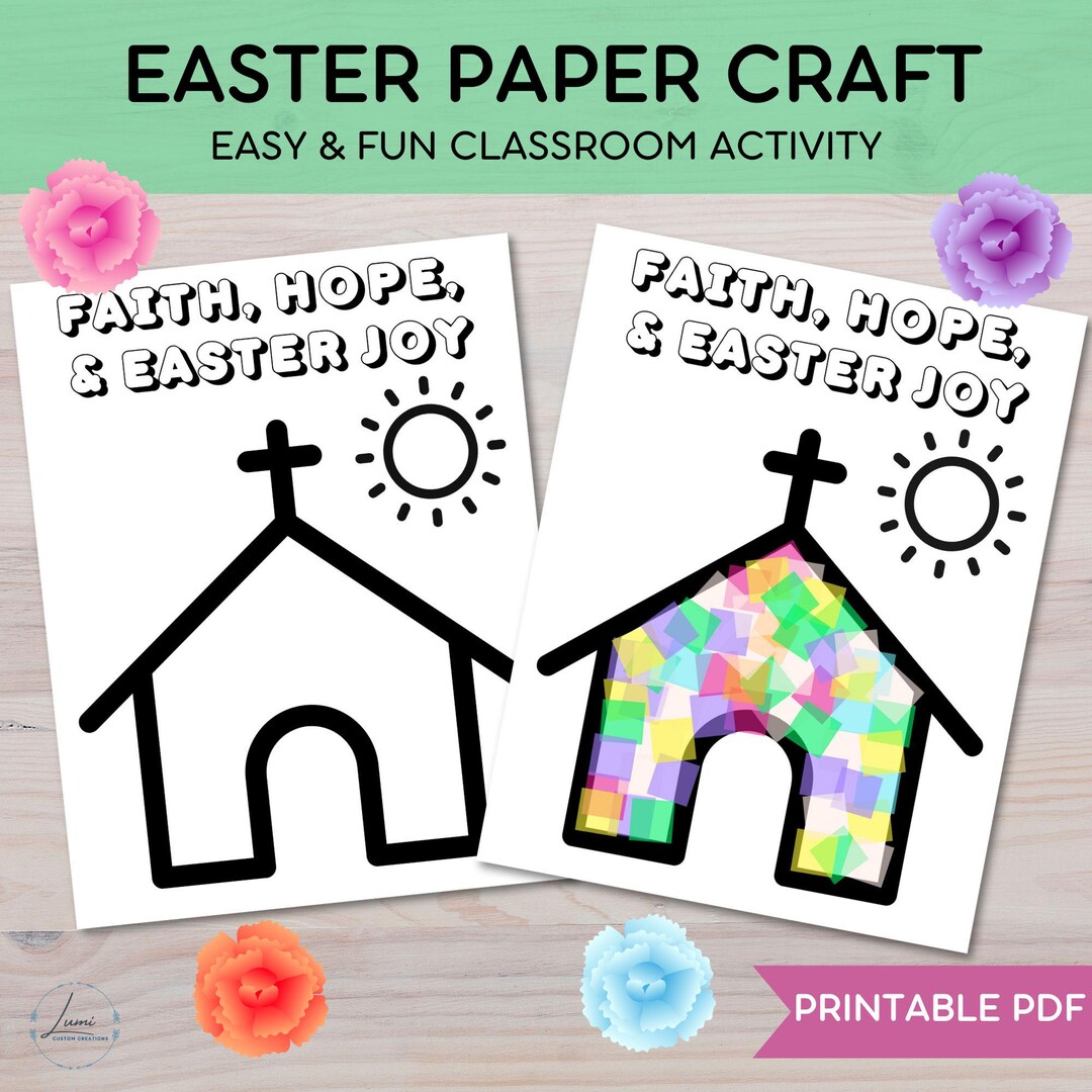 Faith Hope and Easter Joy Paper Craft Activity Download, Daycare Church ...