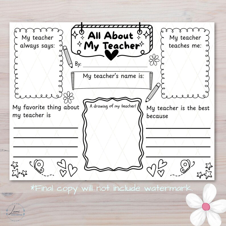 Personal Teacher Appreciation Gift PDF, Printable All About My Teacher ...