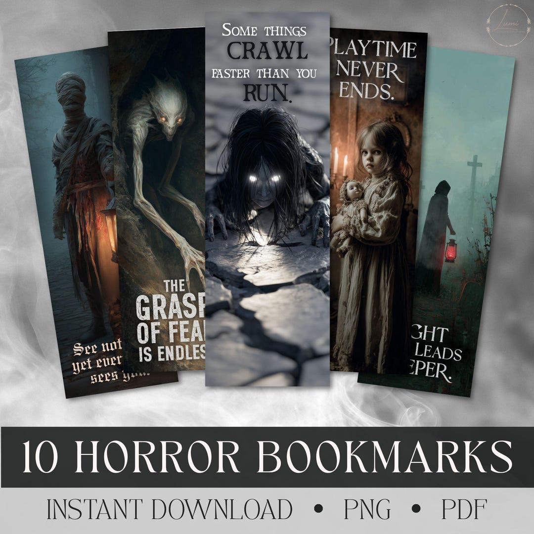 Horror Thriller Bookmark PNG, Suspense Book Lover Printable Pdf ...