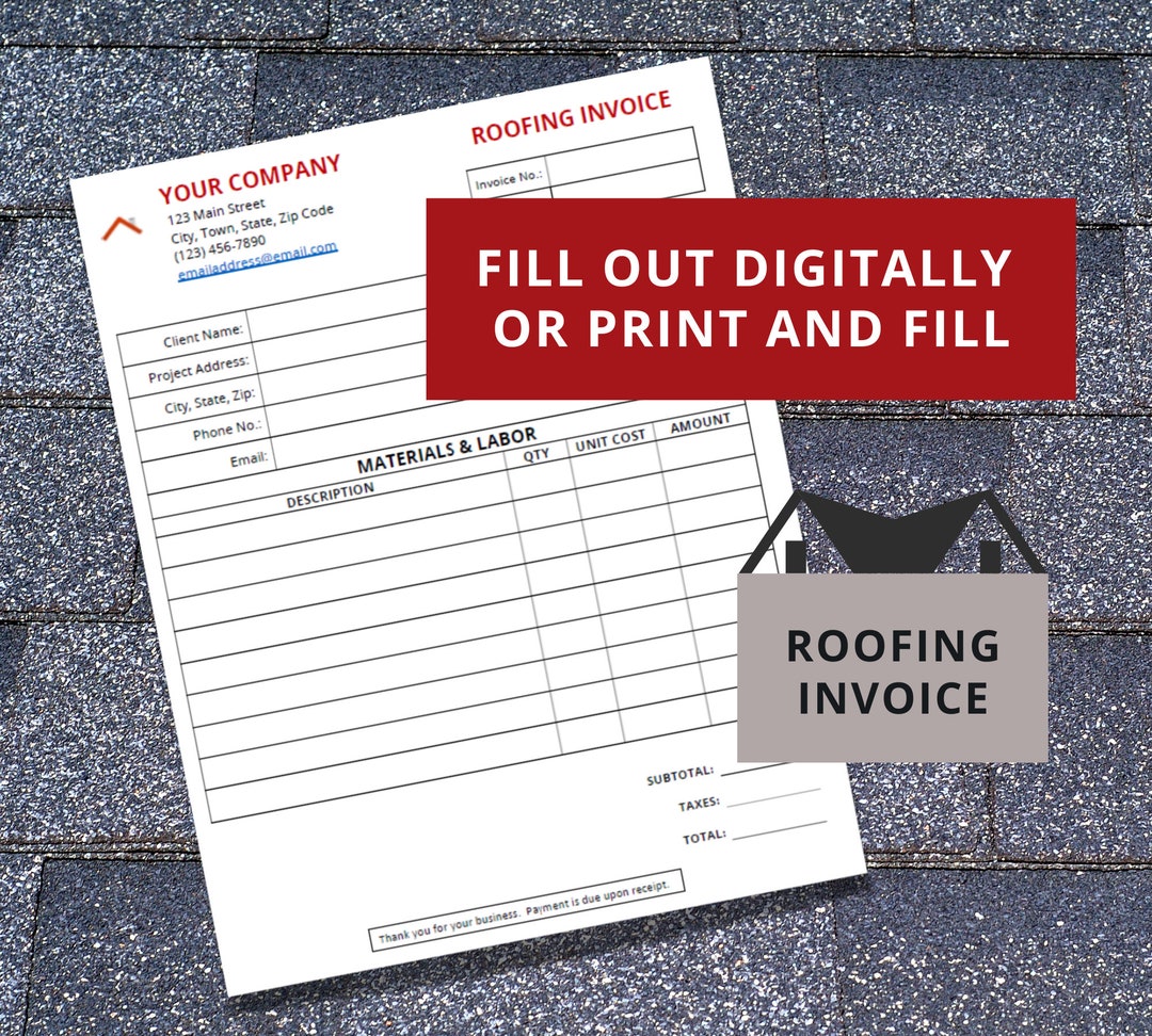 Roofing Business Invoice Template: Home Maintenance, Construction ...
