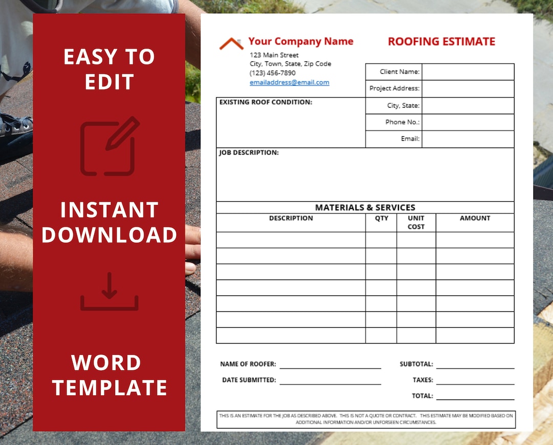 Roofing Estimate Template: Home Maintenance, Business Proposal ...