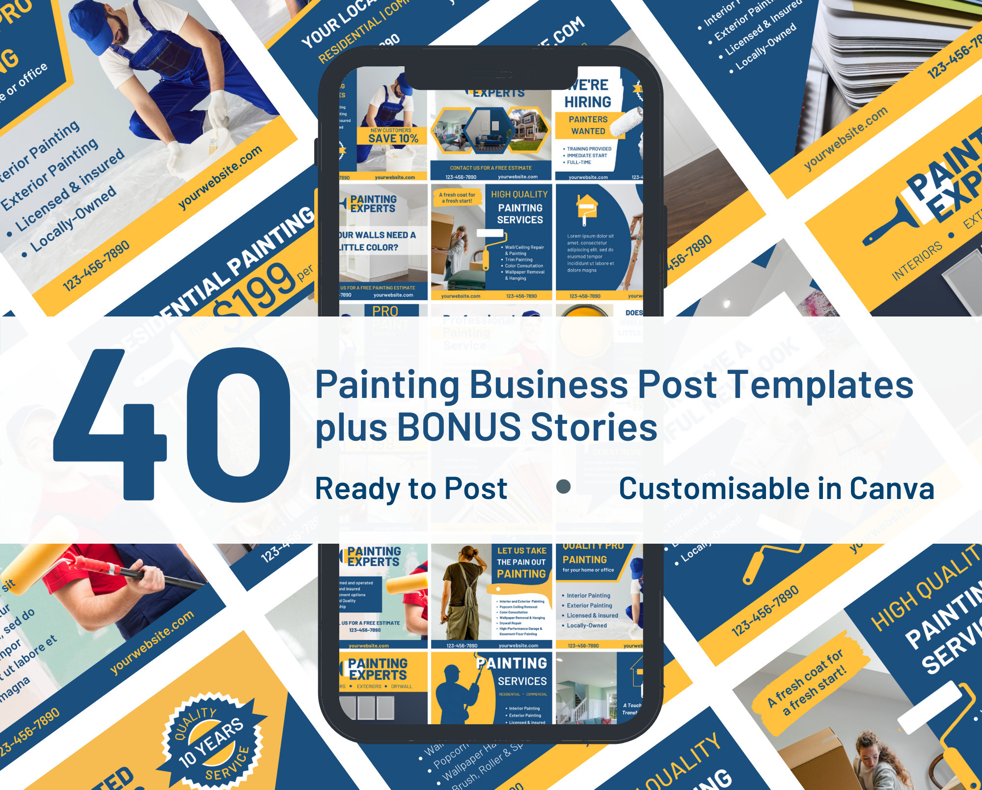 Painting Business Instagram Templates: 40 Posts & Stories (canva ...
