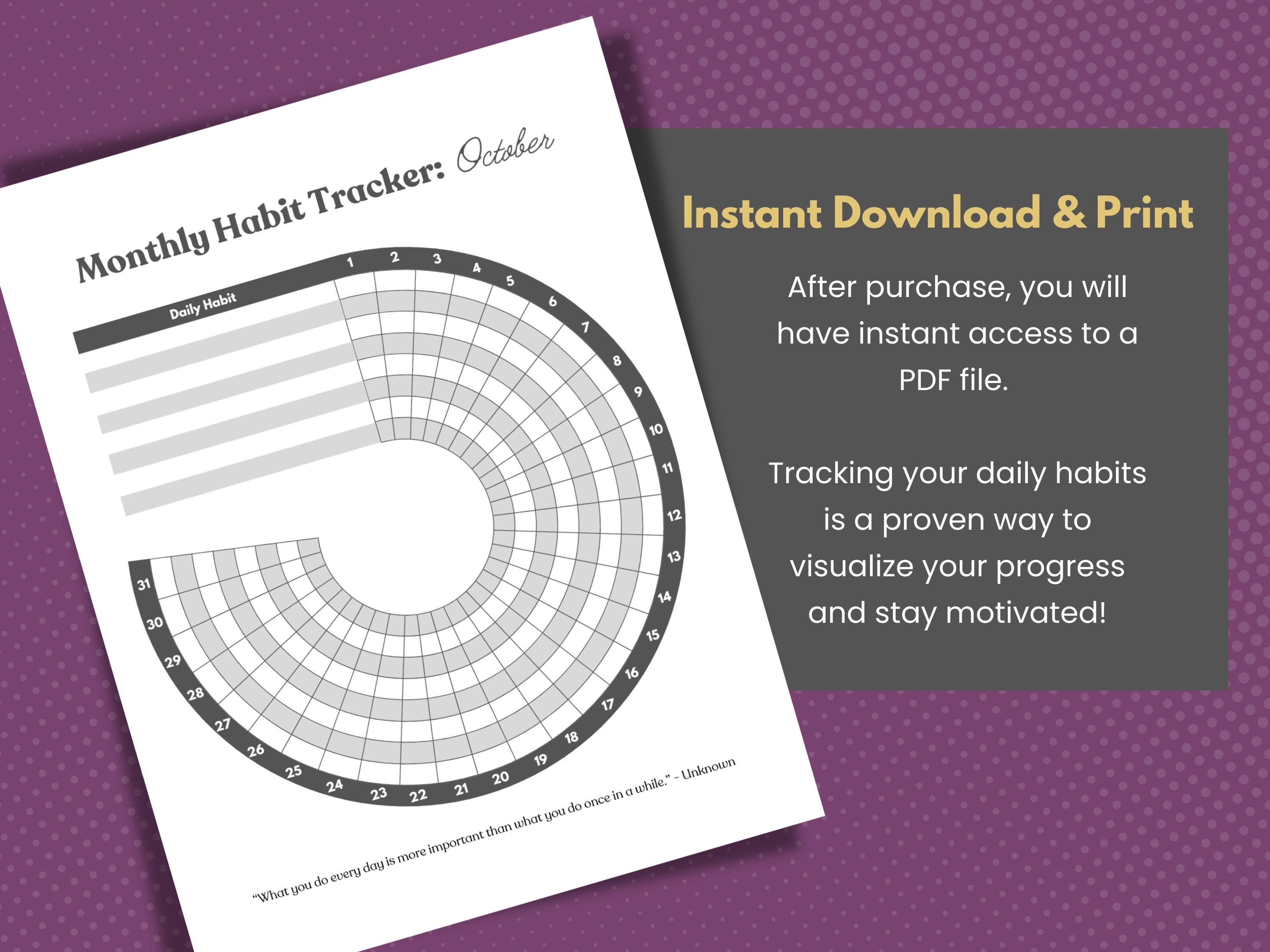 Printable Circle Habit Tracker: 12 Month Goal Planner (downloadable PDF ...