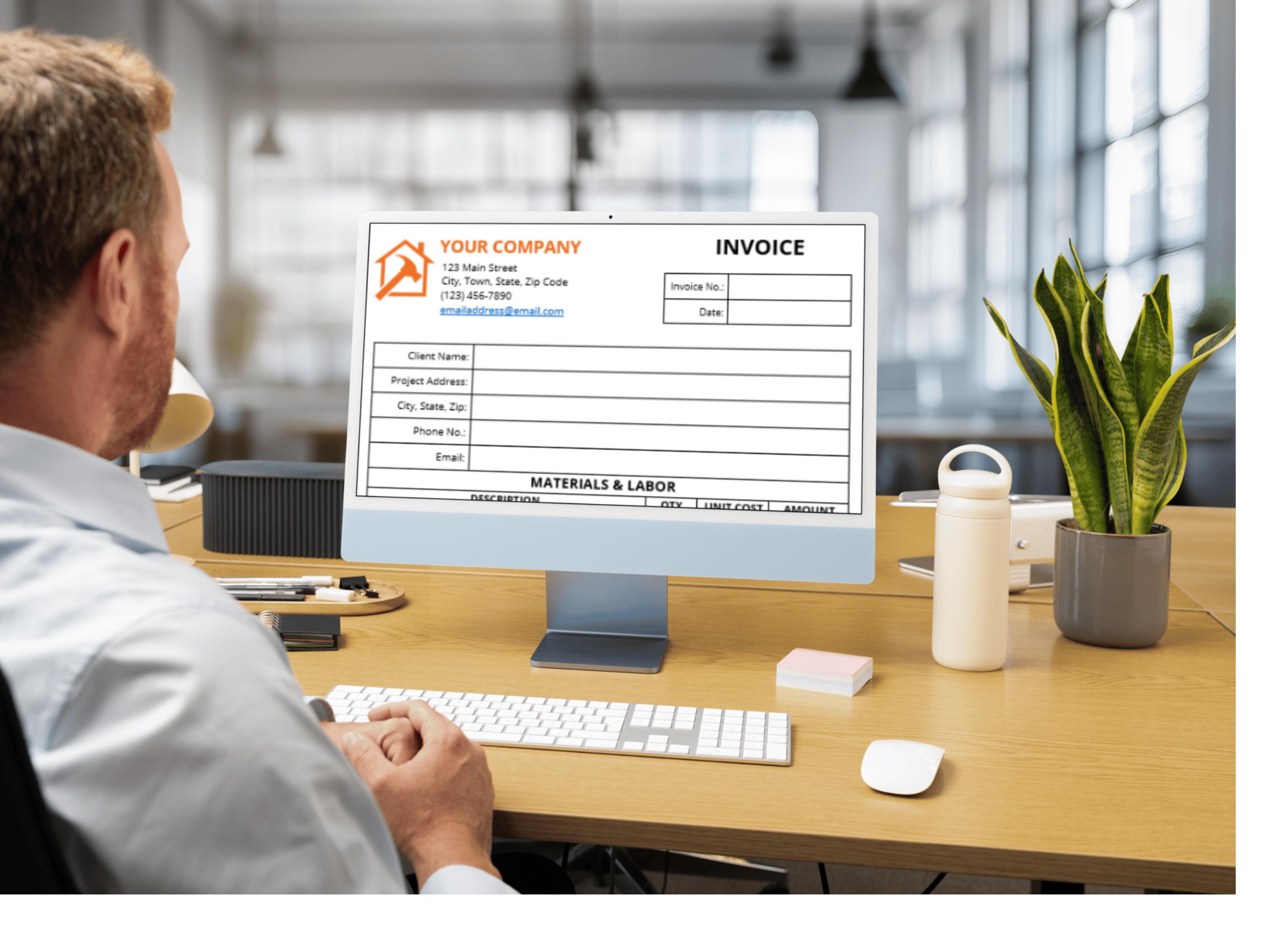 Invoice Template for Contracting Business, Business Invoice, Home ...