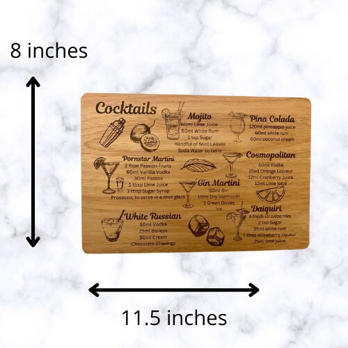Personalised Cocktail Board, Chopping Board, Cocktail Board, Cocktail ...