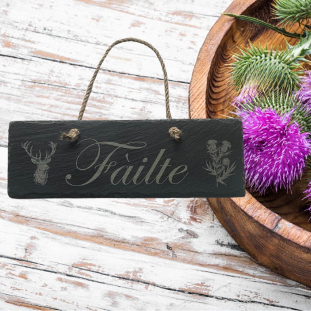 Slate Welcome Sign Failte Scottish Slate Sign Slate House - Etsy