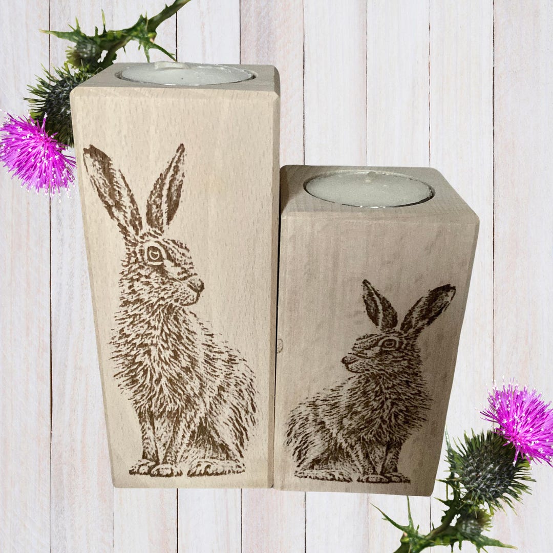 Wooden Tealight Holder, Hare Gifts, Hare Ornament, Hare Décor, Candle ...