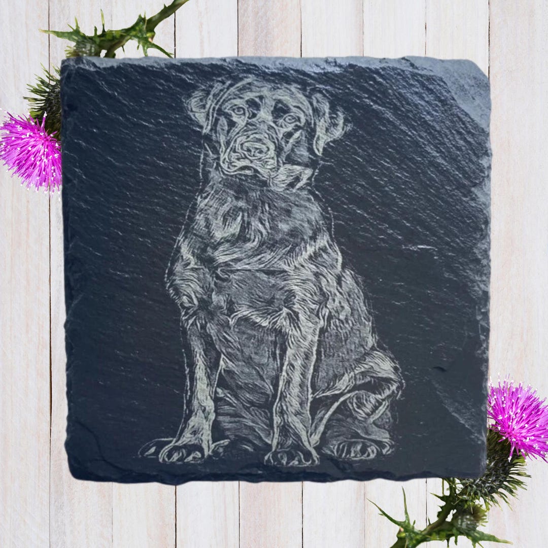 Engraved Labrador Slate Coaster: Dog Lover Gift, Scottish Made - Etsy UK
