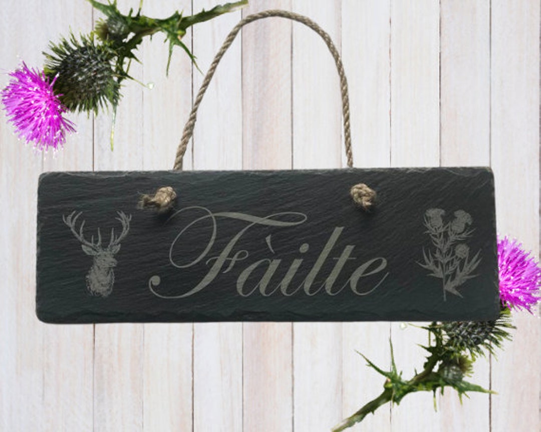 Slate Welcome Sign, Failte, Scottish Slate Sign, Slate House Sign ...