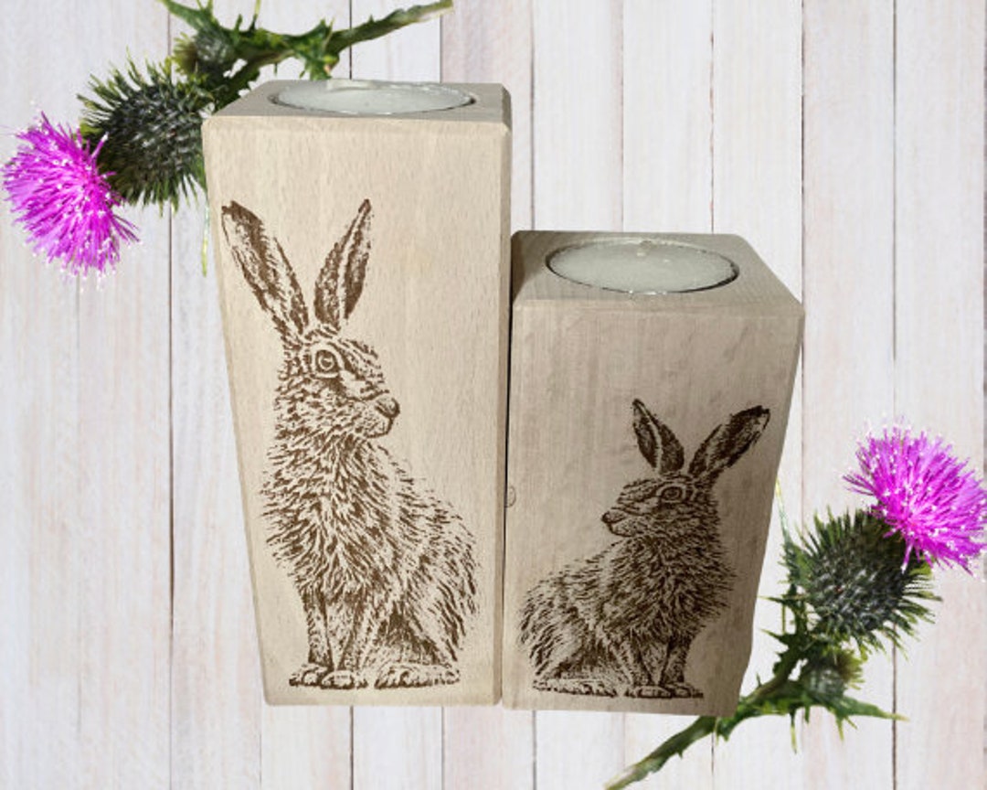 Wooden Tealight Holder Hare Gifts Hare Ornament Hare Décor - Etsy