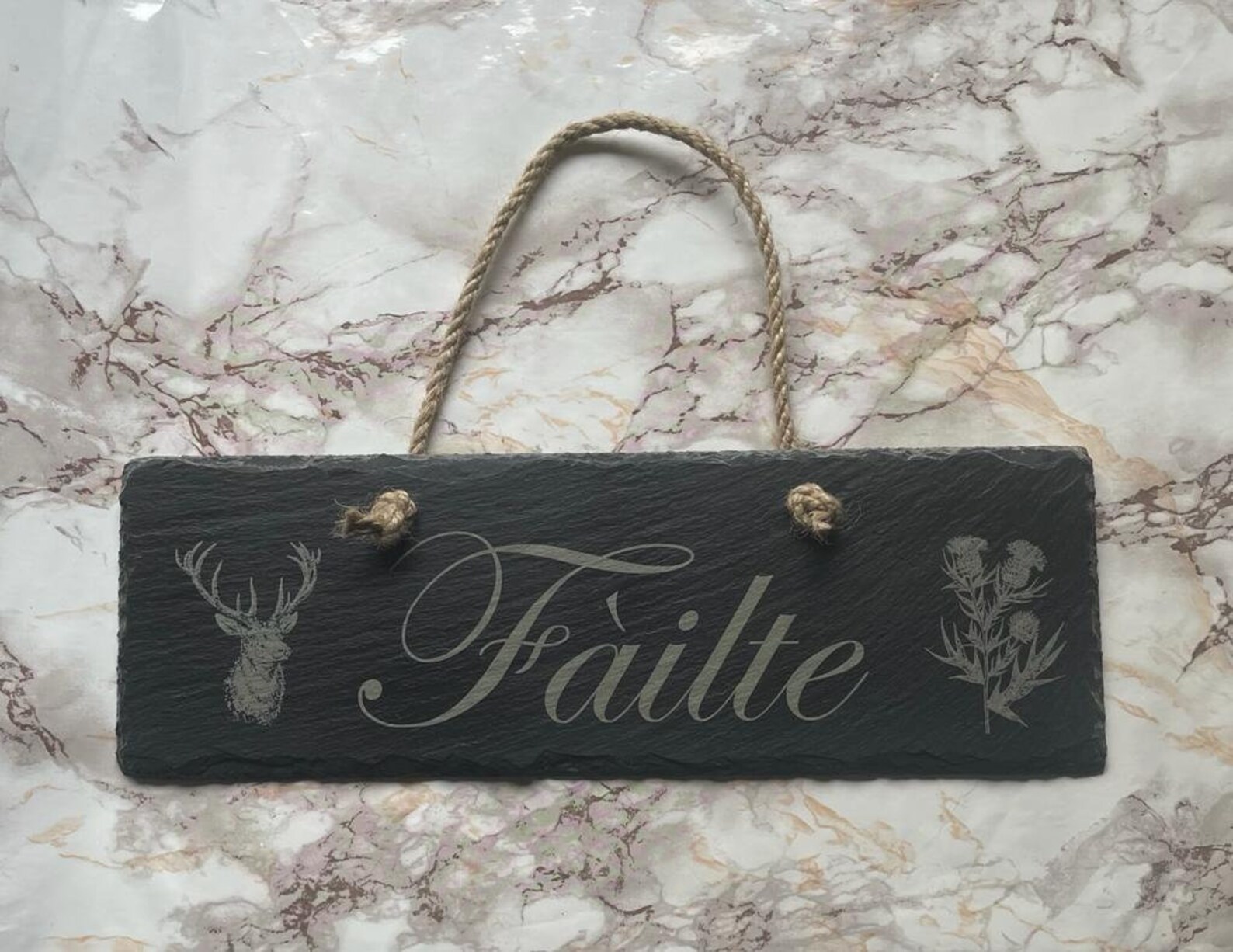 Slate Welcome Sign, Failte, Scottish Slate Sign, Slate House Sign ...