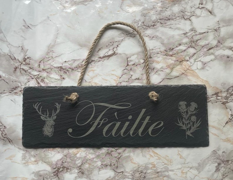 Slate Welcome Sign, Failte, Scottish Slate Sign, Slate House Sign ...