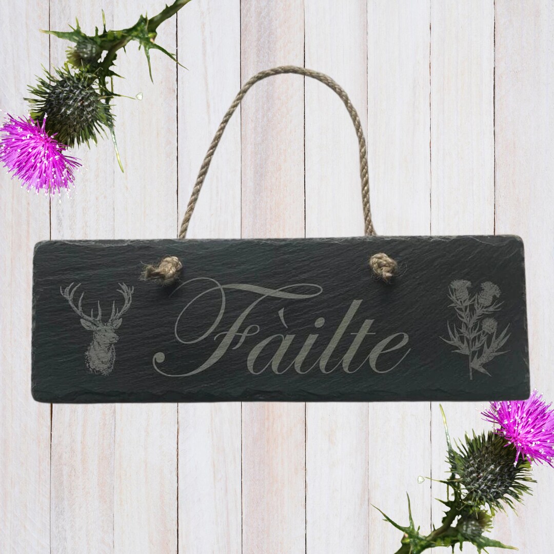Slate Welcome Sign, Failte, Scottish Slate Sign, Slate House Sign ...
