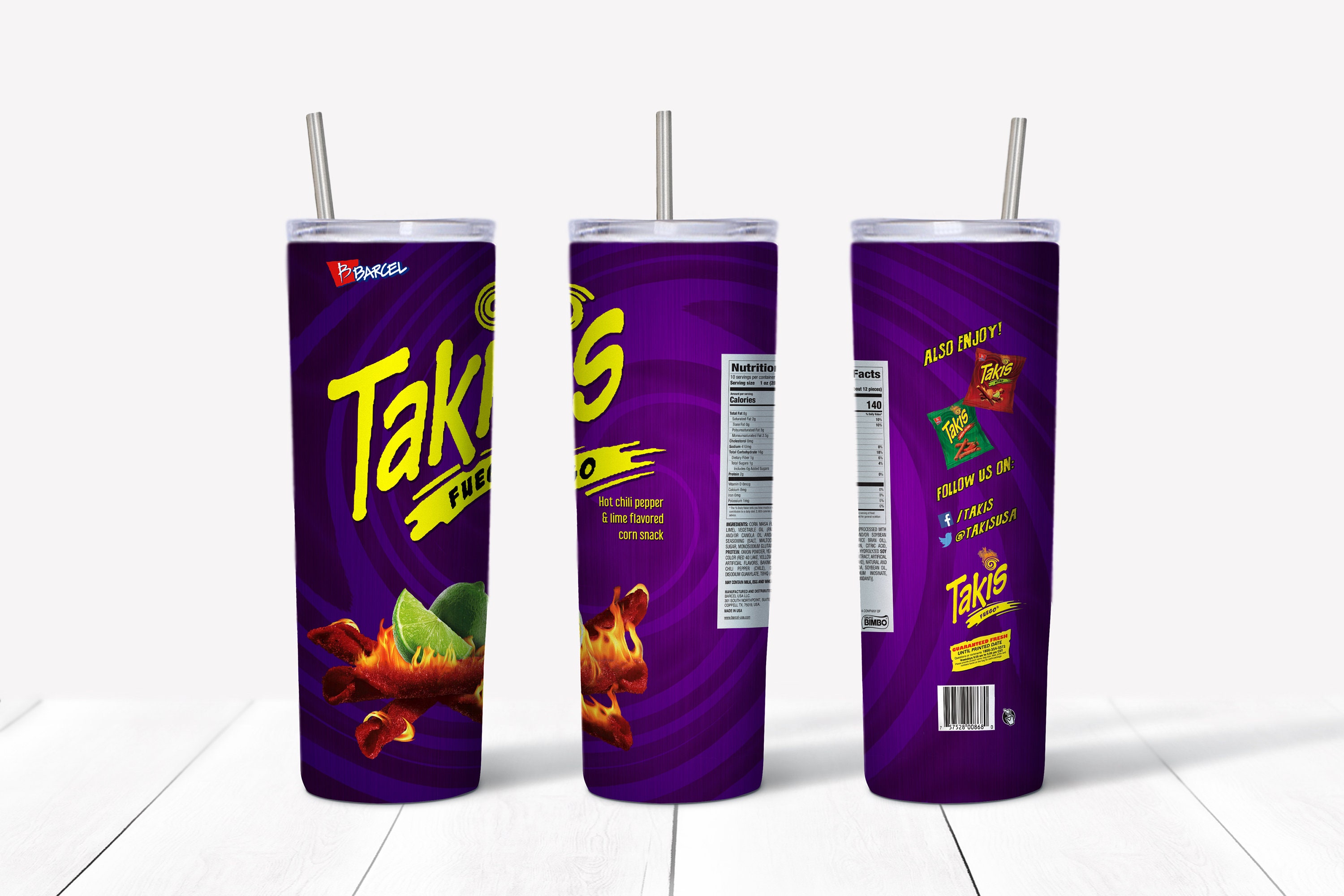 Drinkware Drink & Barware 20 Ounce Skinny Takis Purple Hot Chips Custom ...