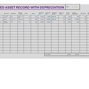 Fixed Asset Spreadsheet, Fixed Assets, Depreciation - Etsy