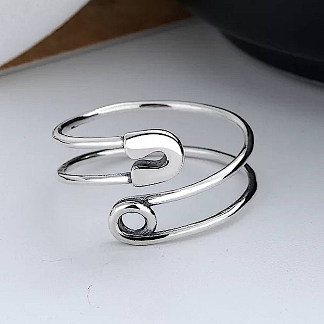 Sterling Silver Safety Pin Ring Wrap Ring Bypass Ring - Etsy
