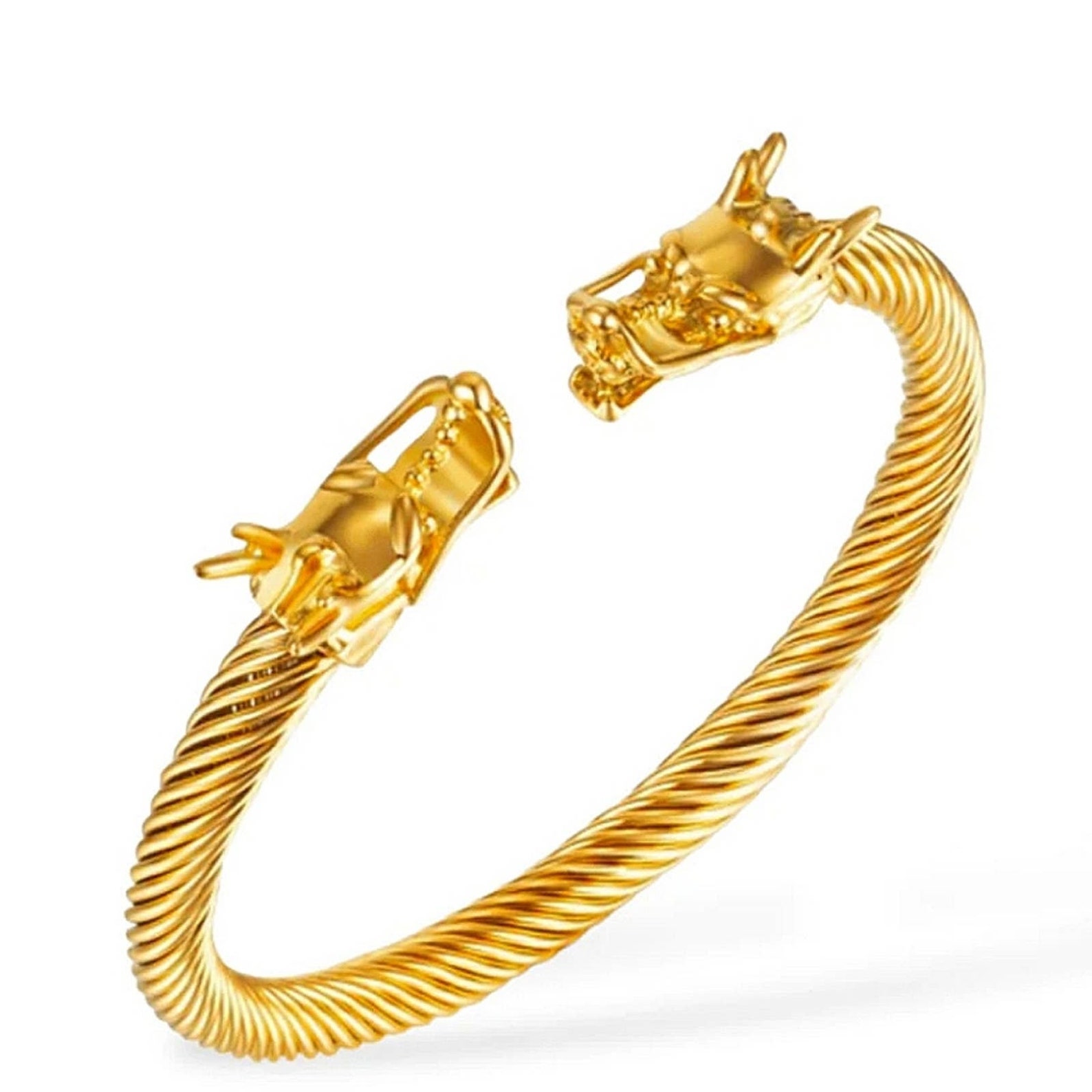 Gold Plated Dragon Head Viking Unisex Cuff Bangle Bracelet - Etsy