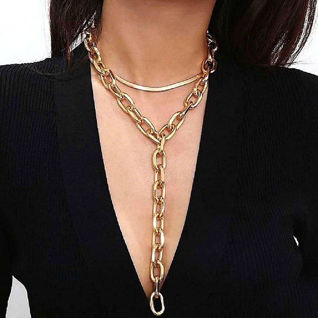 Thick Chain Exaggerated Layered Chain Link Snake Necklace - Etsy
