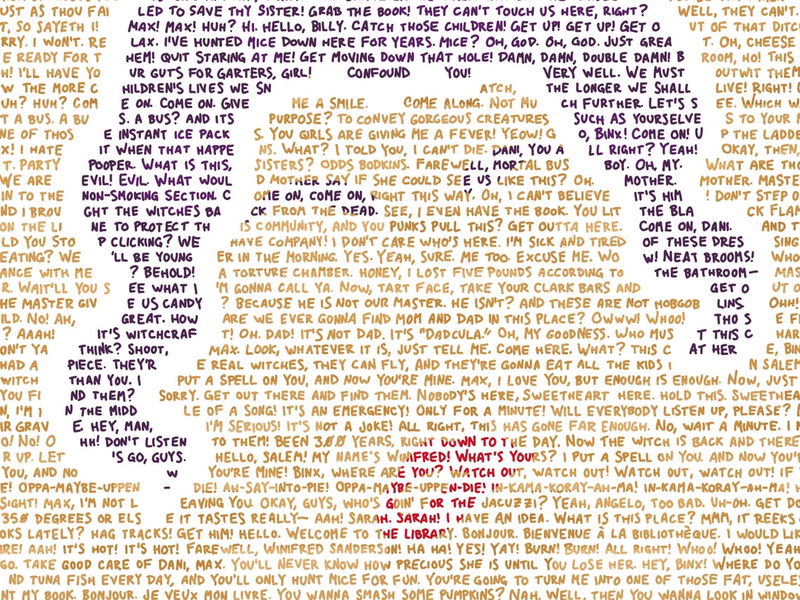 Hocus Pocus Handwritten Disney Movie Script Poster - Etsy