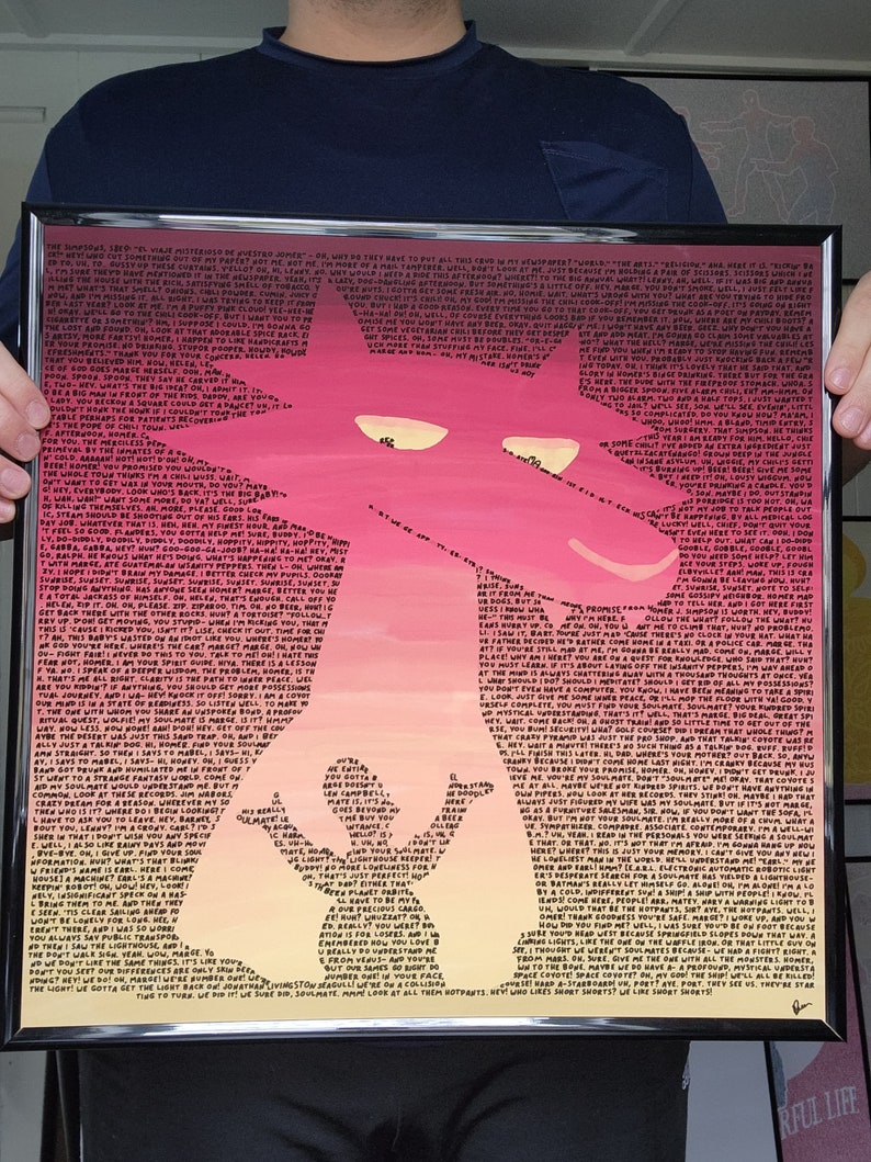 Space Coyote the Simpsons Handwritten Script Poster - Etsy