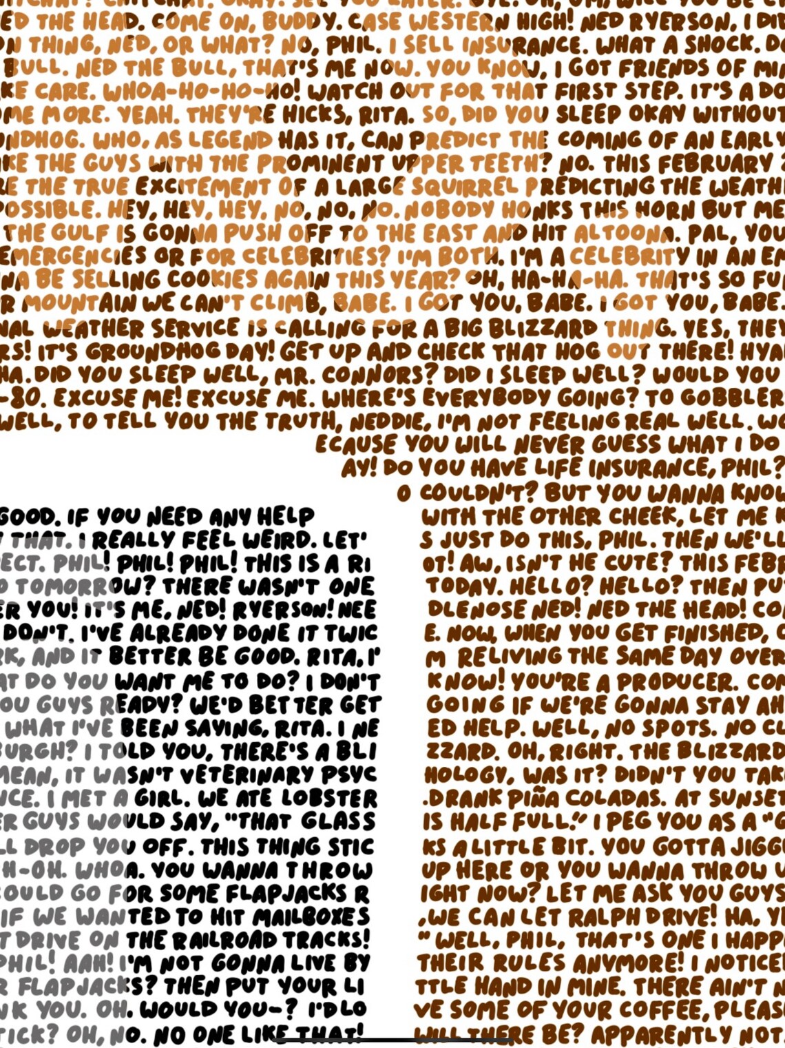 Groundhog Day - Handwritten Film Script Poster - Etsy