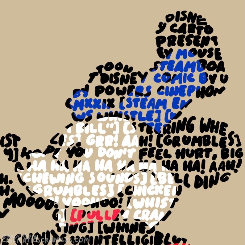Steamboat Willie - Handwritten Script Poster - Etsy