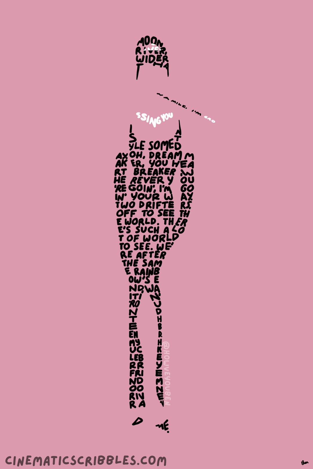 Moon River - Breakfast at Tiffany’s Calligram - Etsy