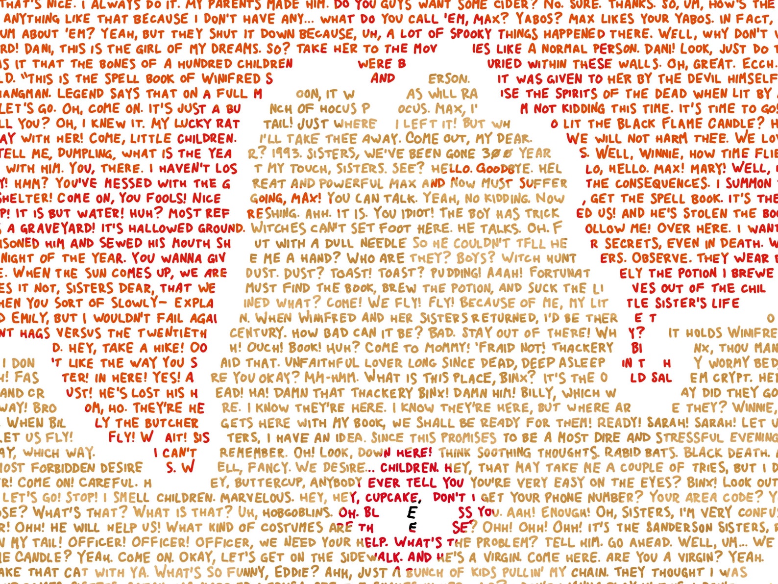 Hocus Pocus Handwritten Disney Movie Script Poster - Etsy