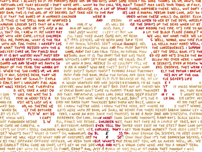 Hocus Pocus Handwritten Disney Movie Script Poster - Etsy