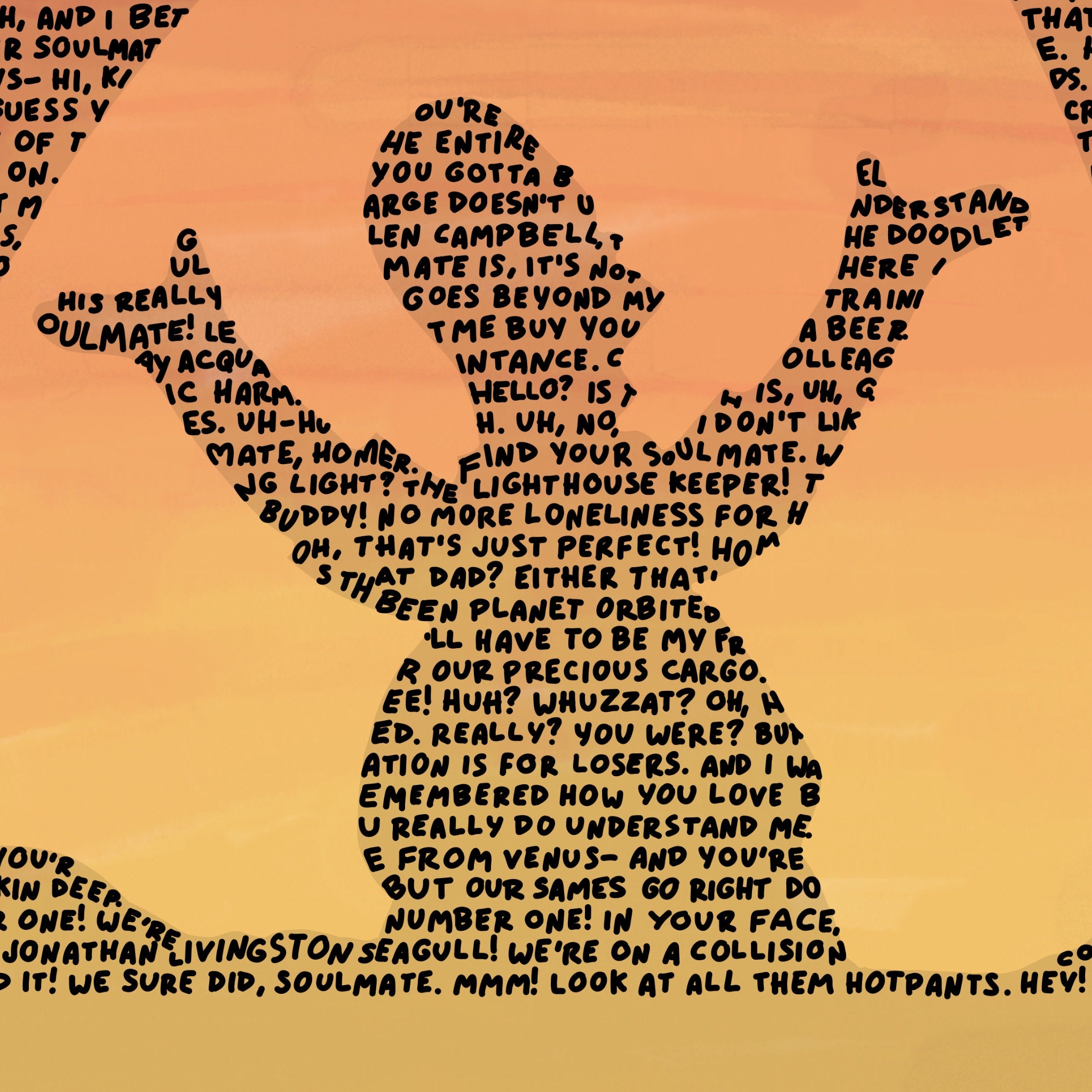 Space Coyote the Simpsons Handwritten Script Poster - Etsy