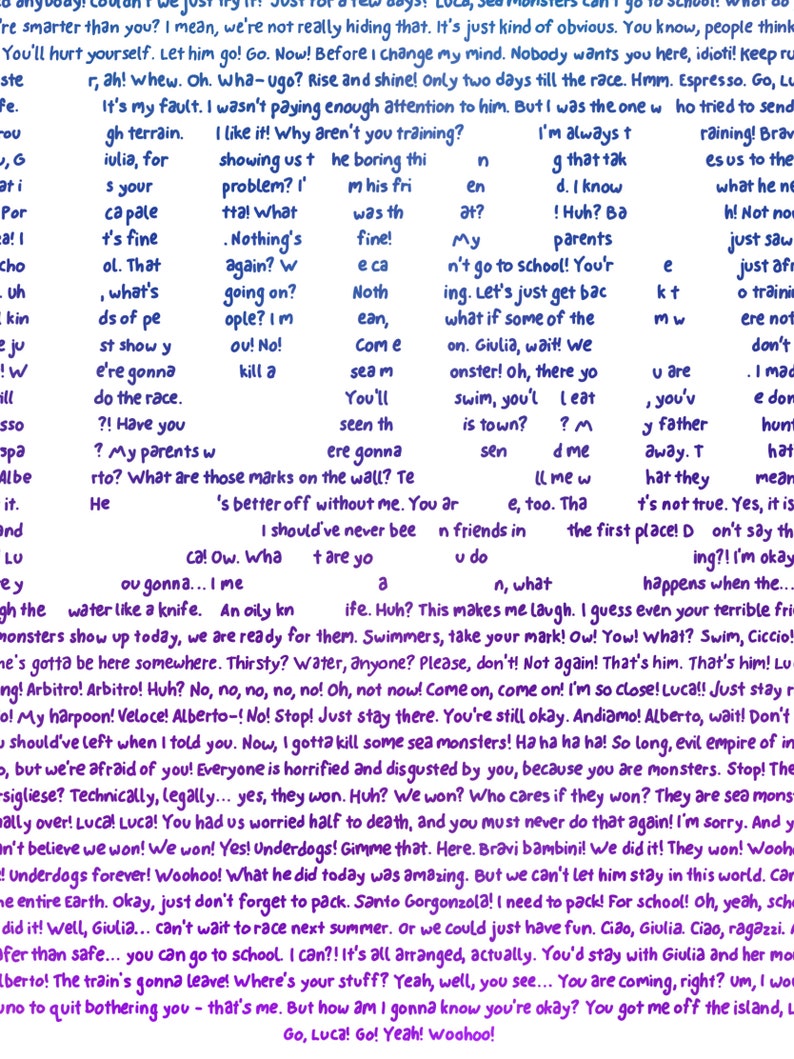 Pixars Luca Handwritten Script Poster english and Italian - Etsy