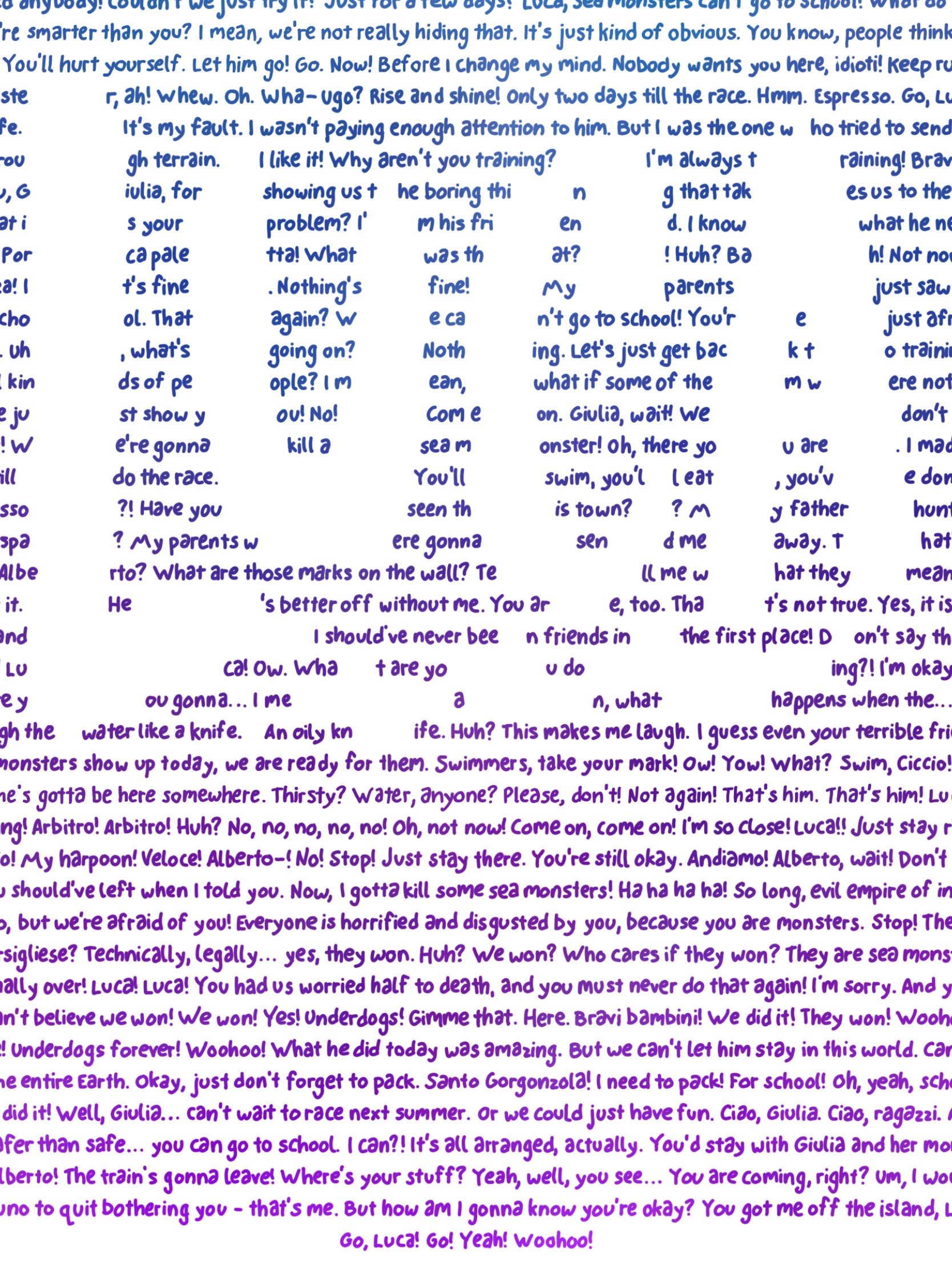 Pixars Luca - Handwritten Script Poster [English And Italian] Designed ...