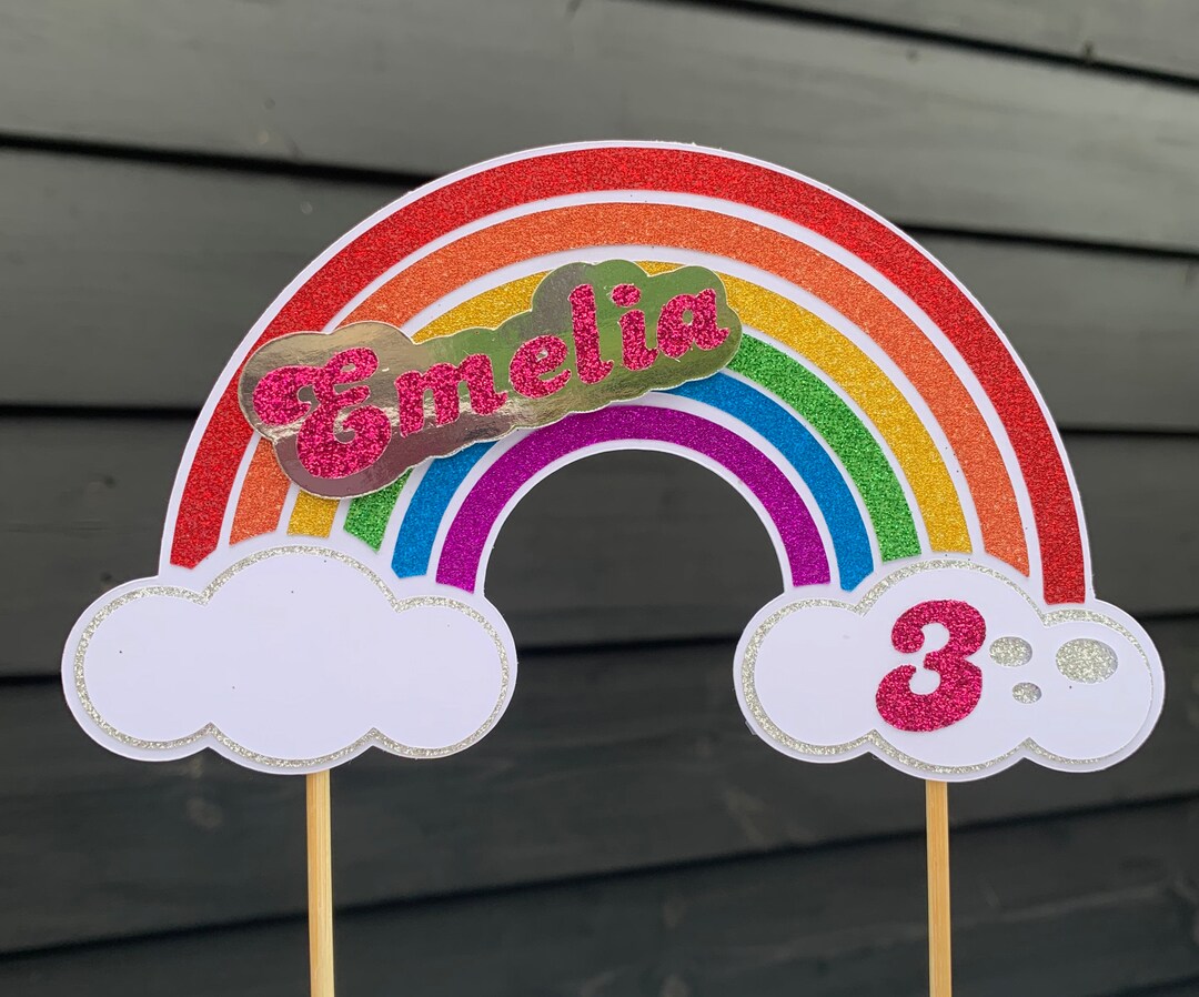 Custom Rainbow Cake Topper - Etsy