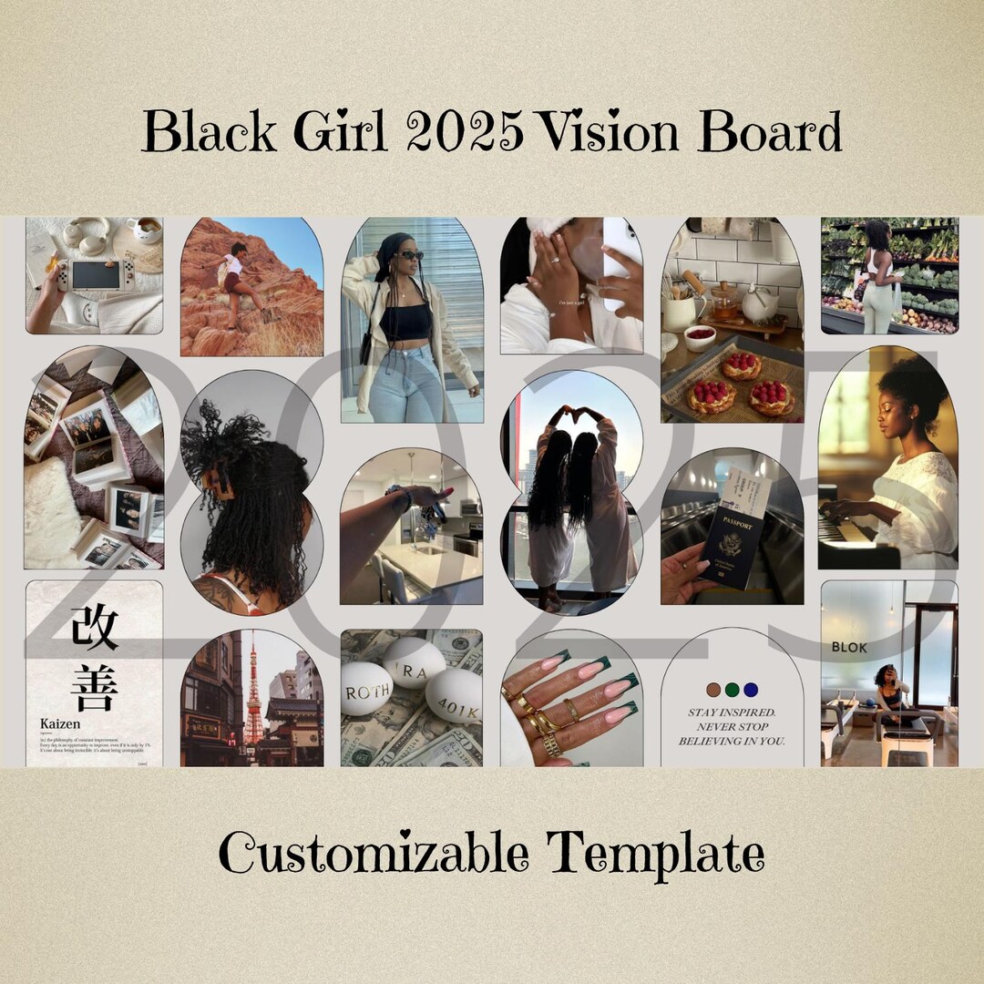 Black Girl Vision Board 2025 | Black Girl Vision Board Template | 2025 ...