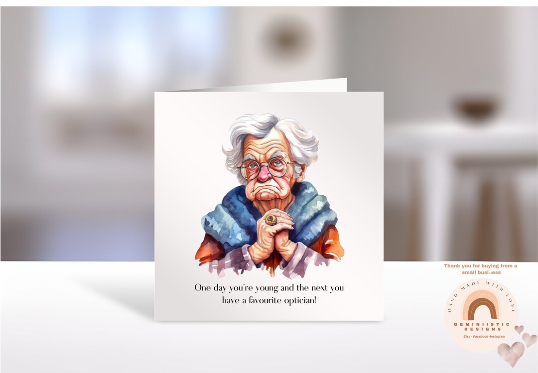Funny Old Lady Birthday Card, Humorous Grumpy Friend - Etsy
