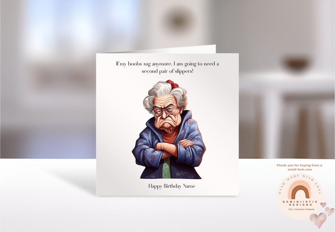 Hilarious Grumpy Birthday Card for the Wise and Witty Elderly, Adorable ...