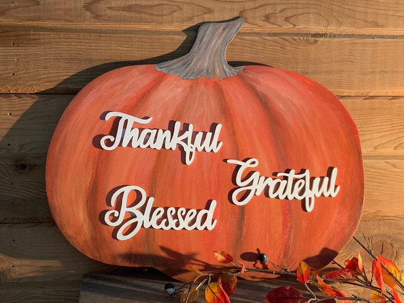 Thankful Grateful Blessed Pumpkin - Etsy